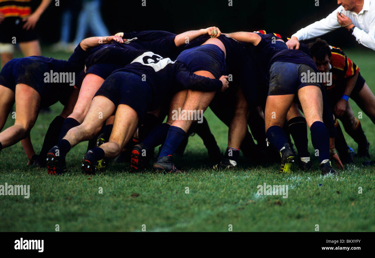 two youth rugby teams in scrum Stock Photo - Alamy