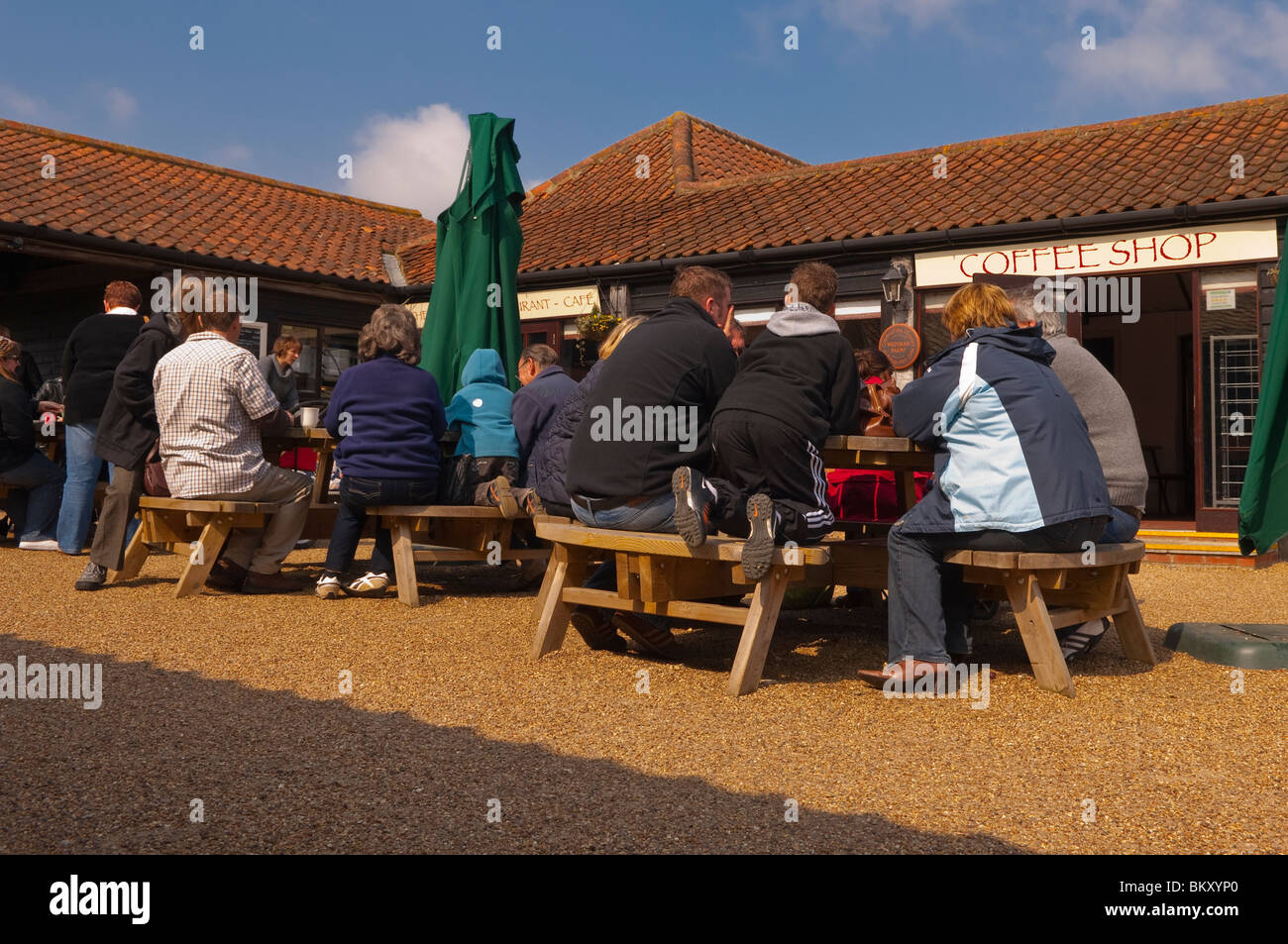 Visitors at Wroxham Barns craft centre in Wroxham , Norfolk , England ...