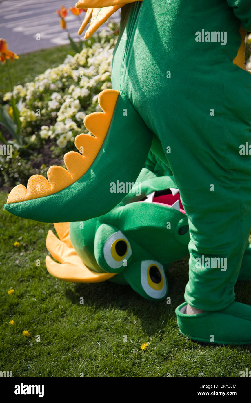 A dragon takes a welcome rest by removing his head on St George's day ...