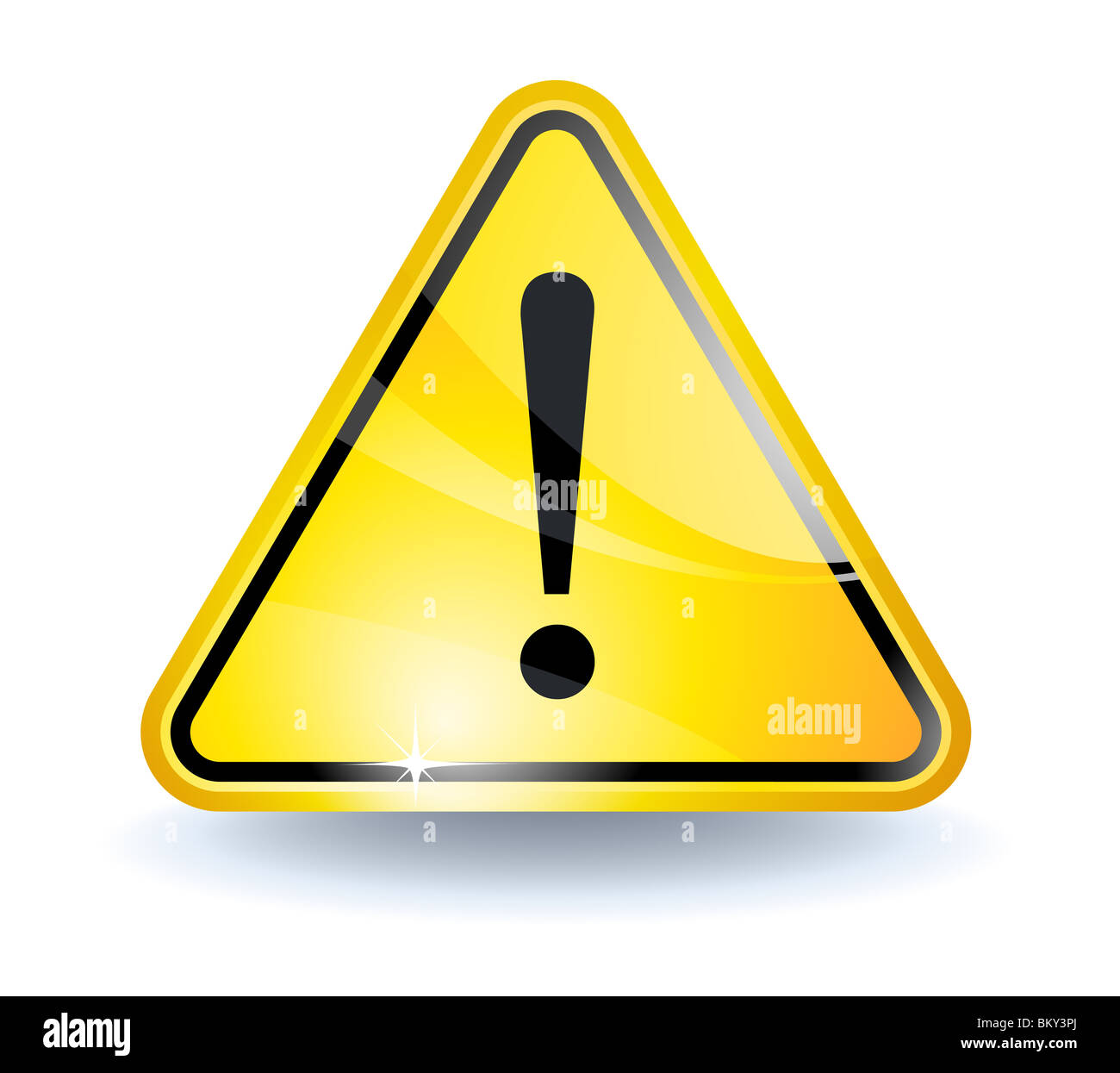Attention sign with glossy yellow surface Stock Photo - Alamy