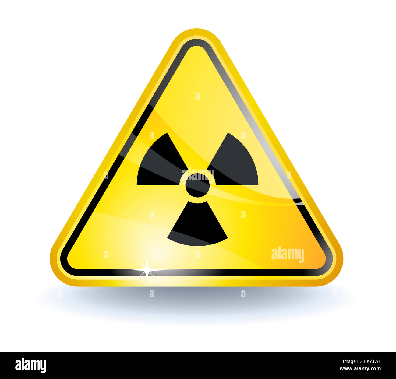 Radiation sign with glossy yellow surface Stock Photo - Alamy