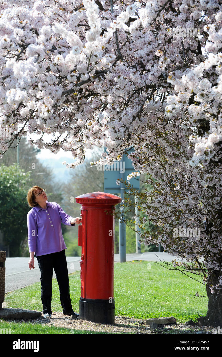 Woman posting letter mailbox hi-res stock photography and images - Alamy