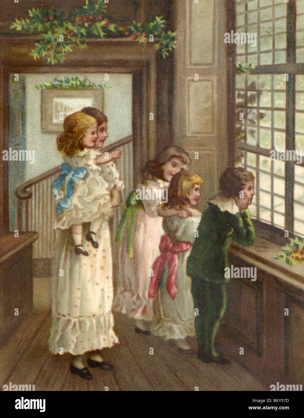 Children Waiting for their Father to Return Stock Photo - Alamy