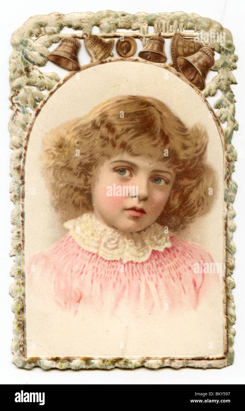 Portrait of a Girl in Pink, inside a decorative bell frame Stock Photo ...