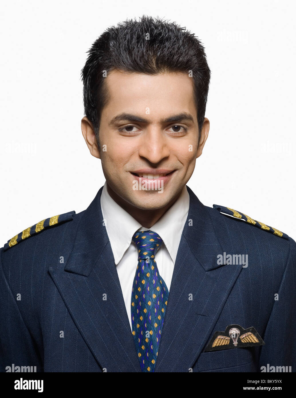 Portrait of a pilot smiling Stock Photo - Alamy