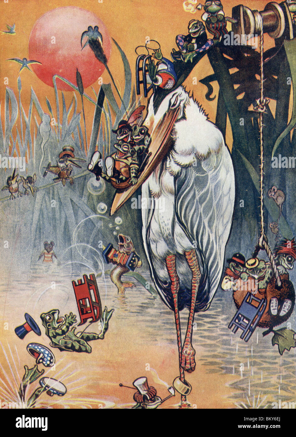 The Stork and Frogs Stock Photo - Alamy