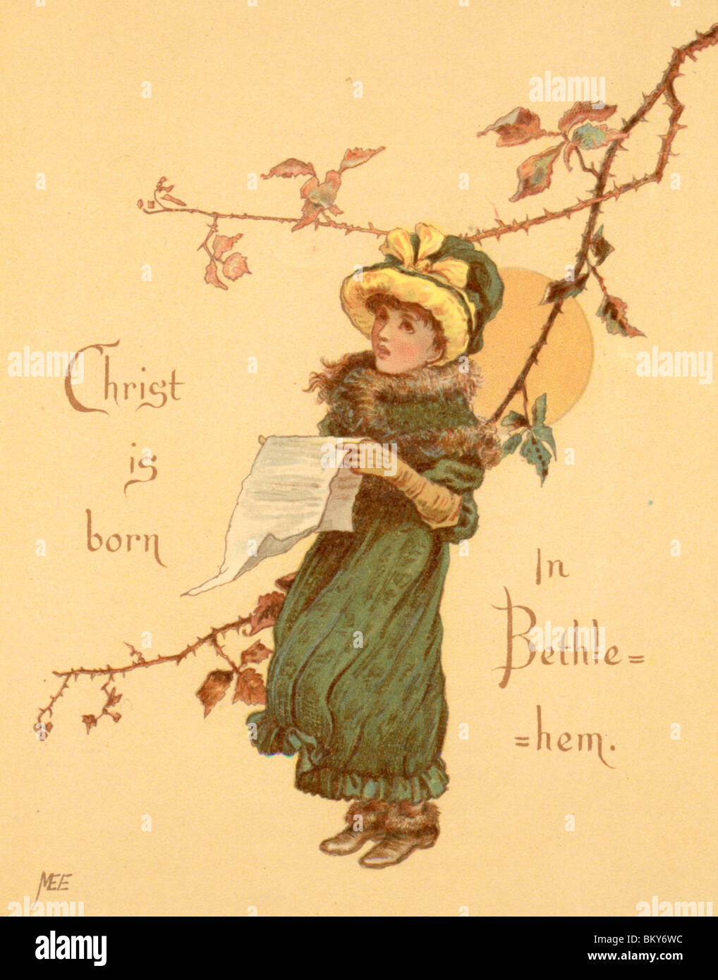 Young Girl Reading a Christmas Script Stock Photo - Alamy