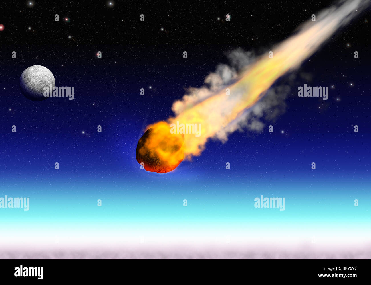 Falling meteor entering earth's atmosphere Stock Photo - Alamy
