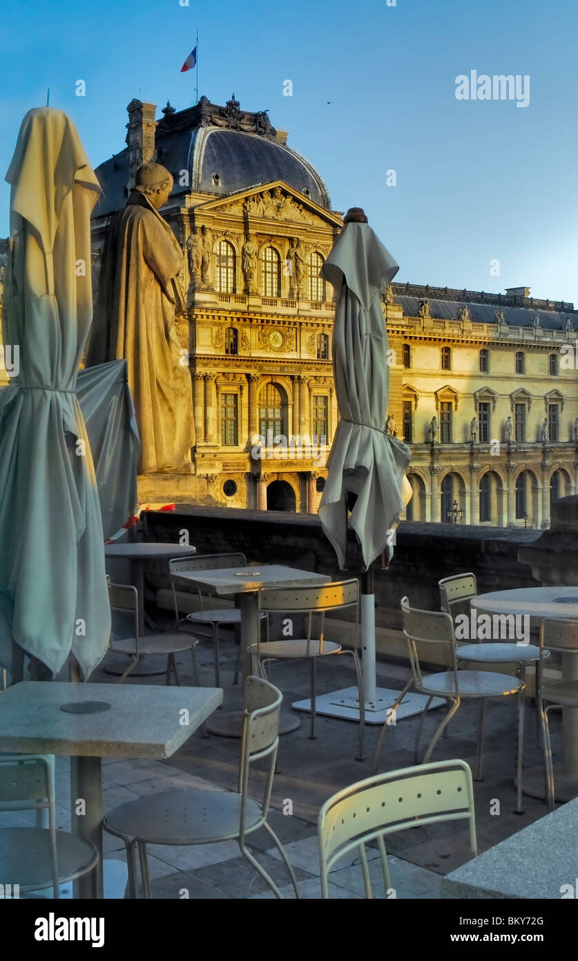 Paris, France- French Cafe in Louvre Museum, Empty Terrace Outside ...