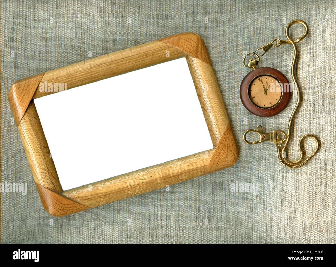 wooden frame with old watch Stock Photo - Alamy