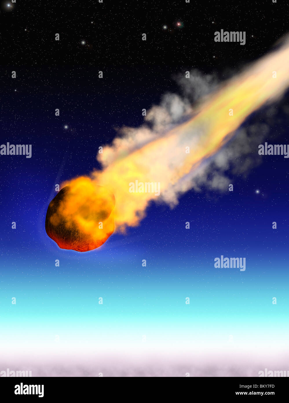 Falling meteor entering earth's atmosphere Stock Photo - Alamy