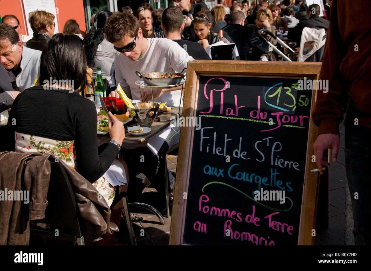Nice, France, Young Adults Eating, French Cafe French Brasserie ...