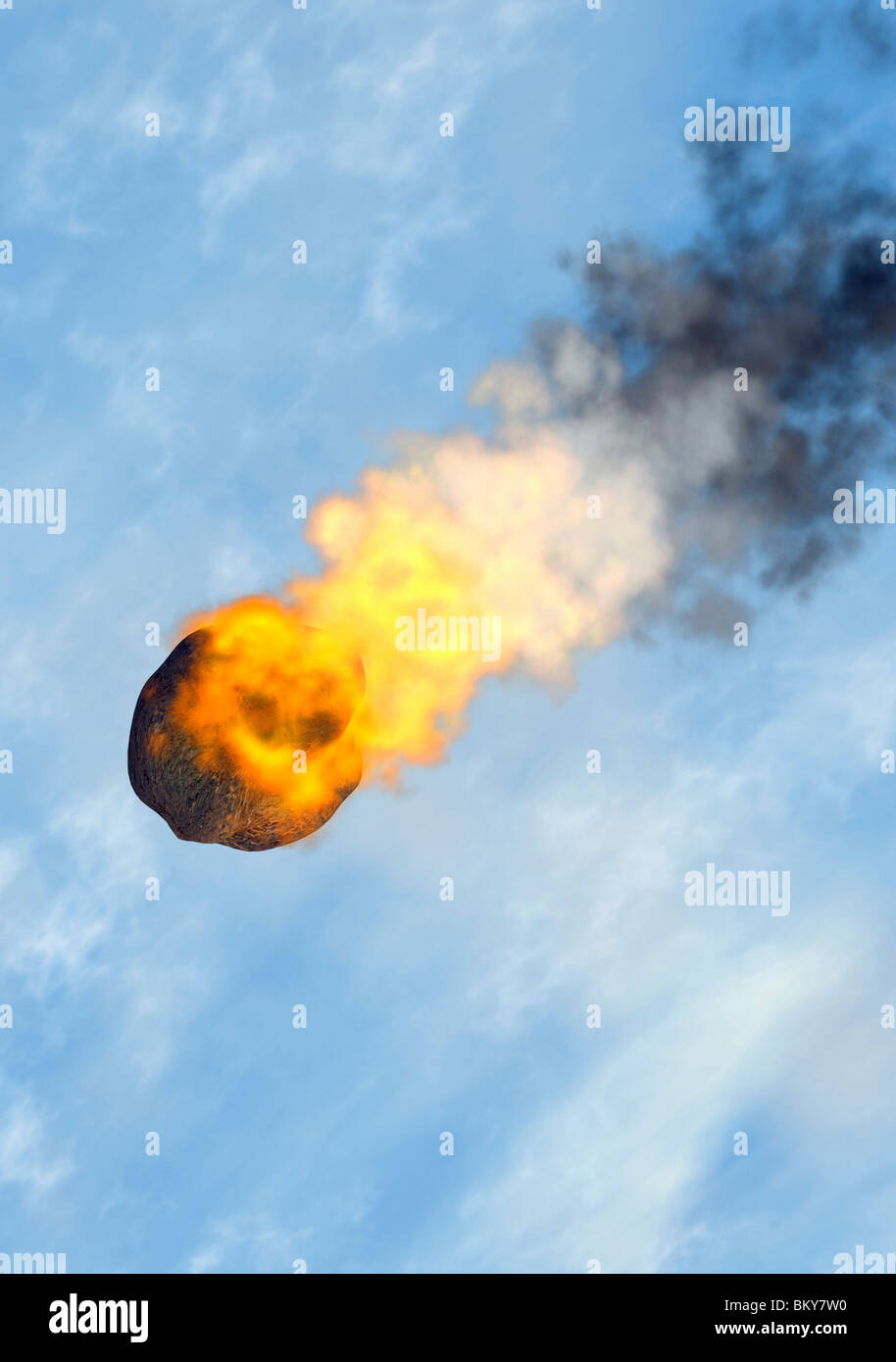 Falling meteor entering earth's atmosphere Stock Photo - Alamy