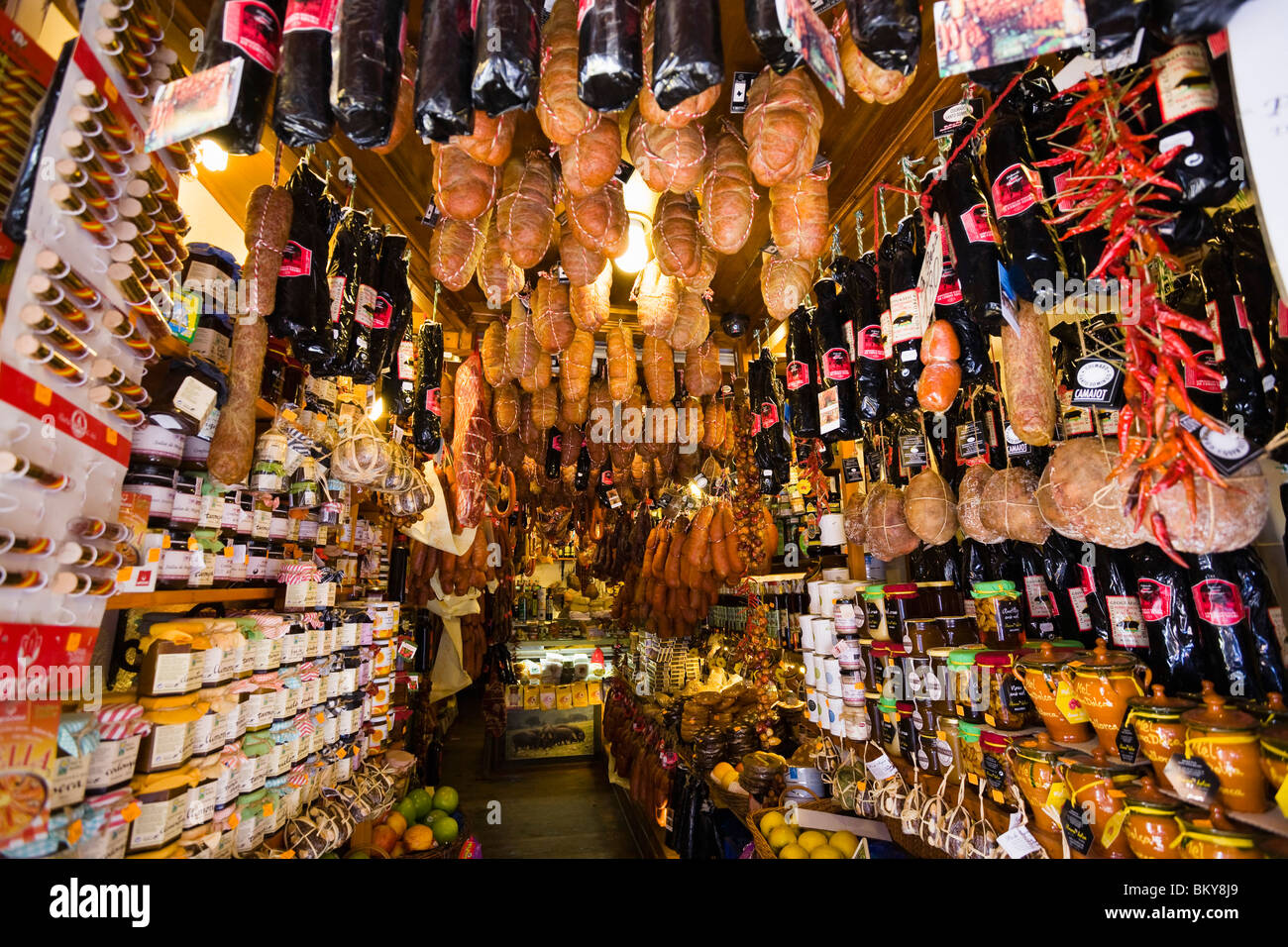Interior view of a delicatessen and speciality shop at Palma, Mallorca ...