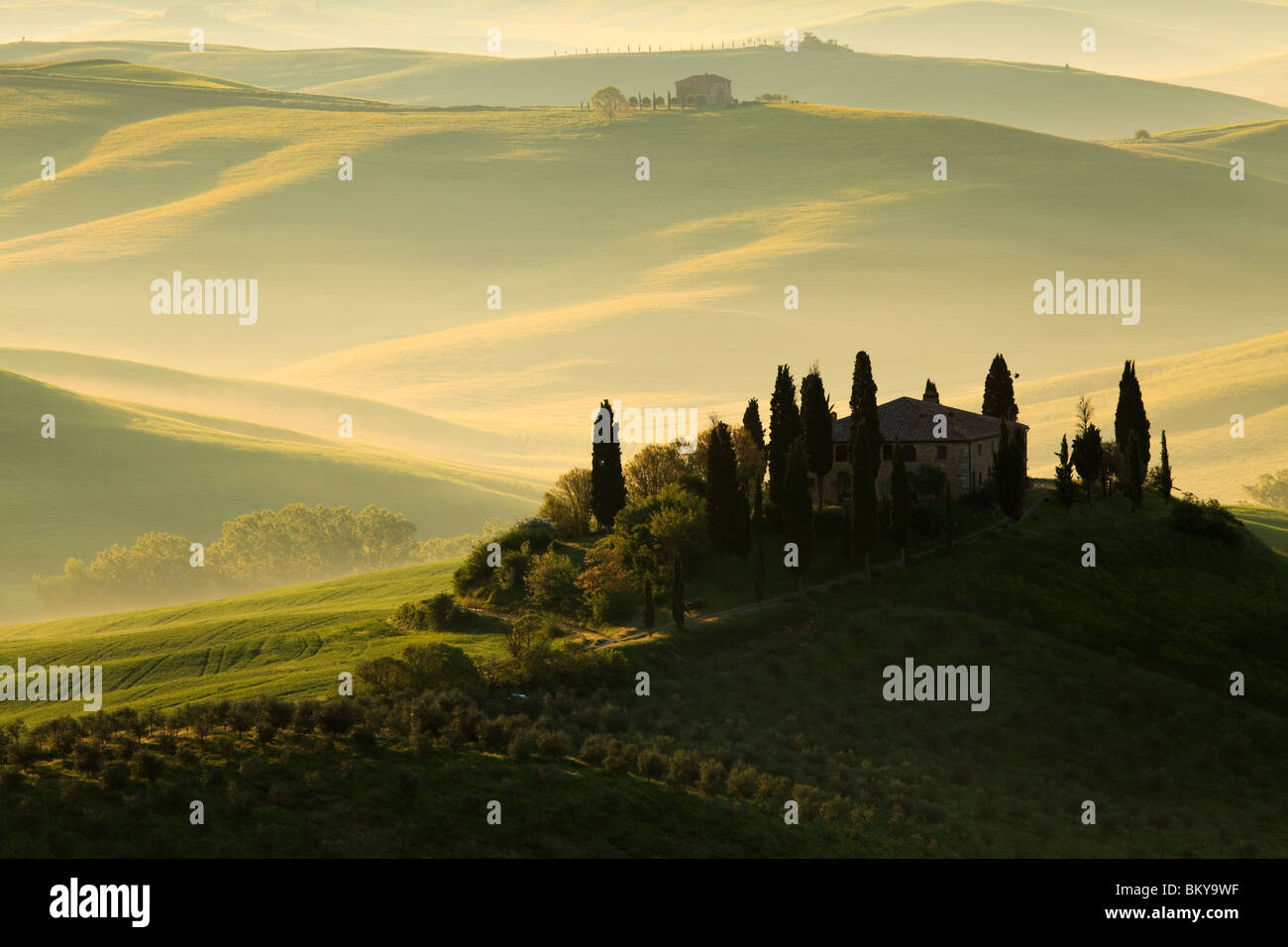 Belvedere farm house and Tuscan countryside, near San Quirico d'Orcia ...