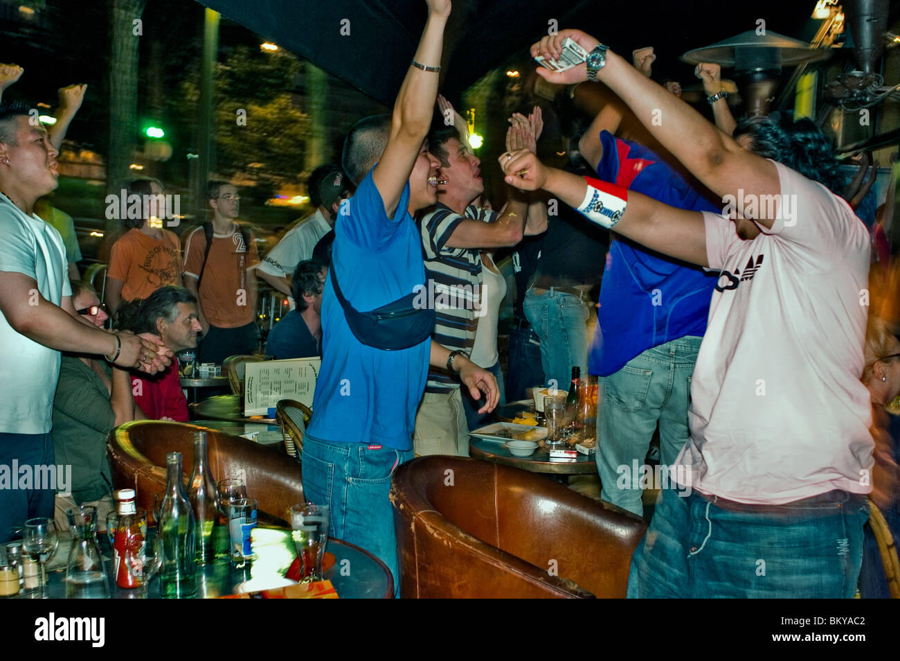 Celebration mixed crowd cafe terrace hi-res stock photography and ...