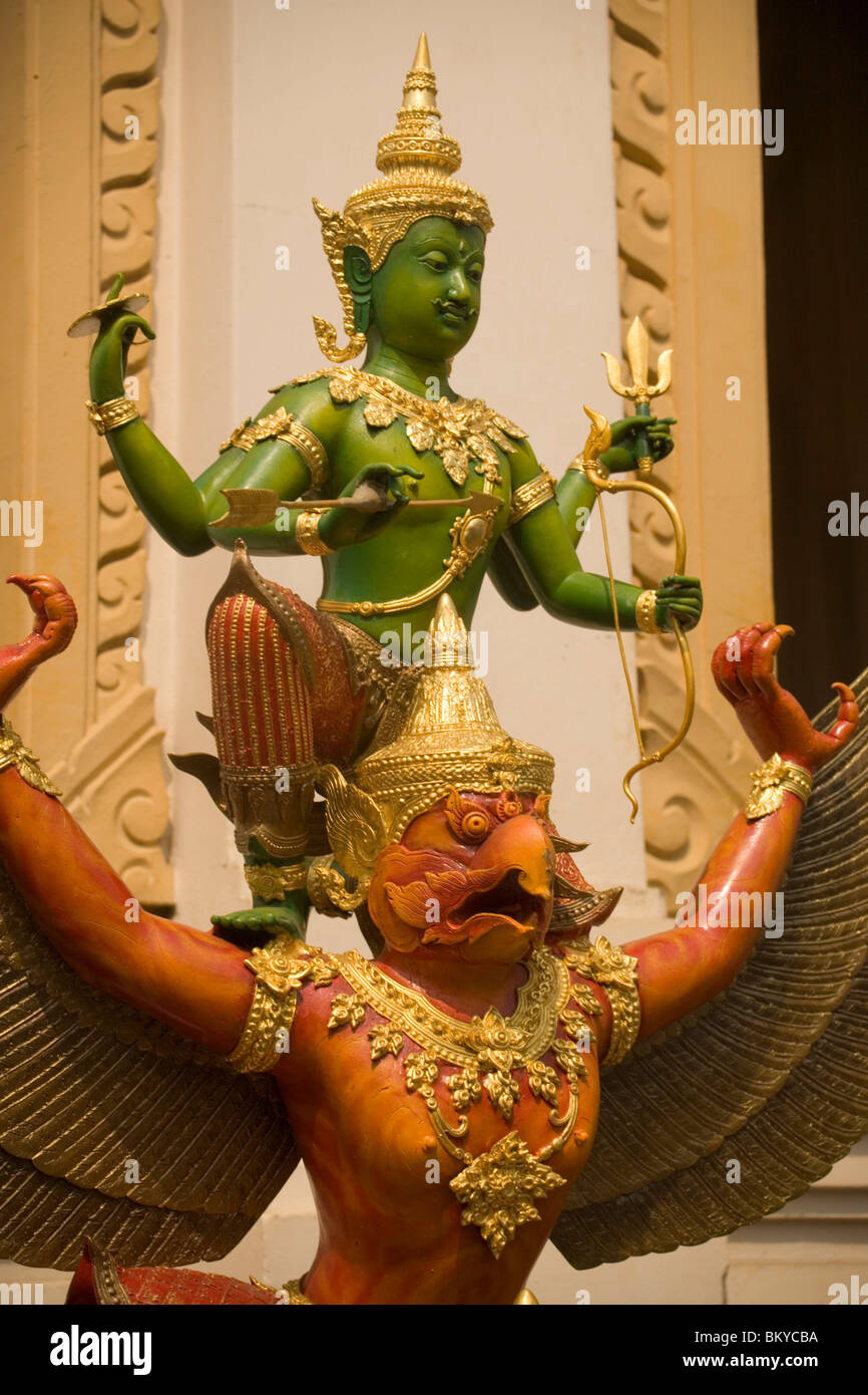 Satues of Garuda, half human, half eagle and Phra Narai, Wat Suthat ...