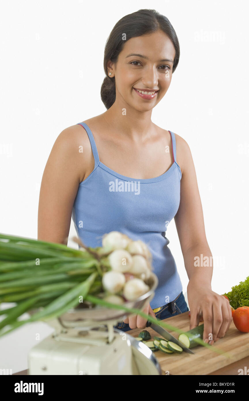 Woman preparing food in the kitchen Stock Photo - Alamy