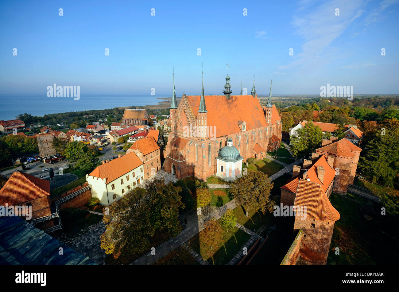View from high tower to the cathedral of Fromborg, Masuria, Baltic ...