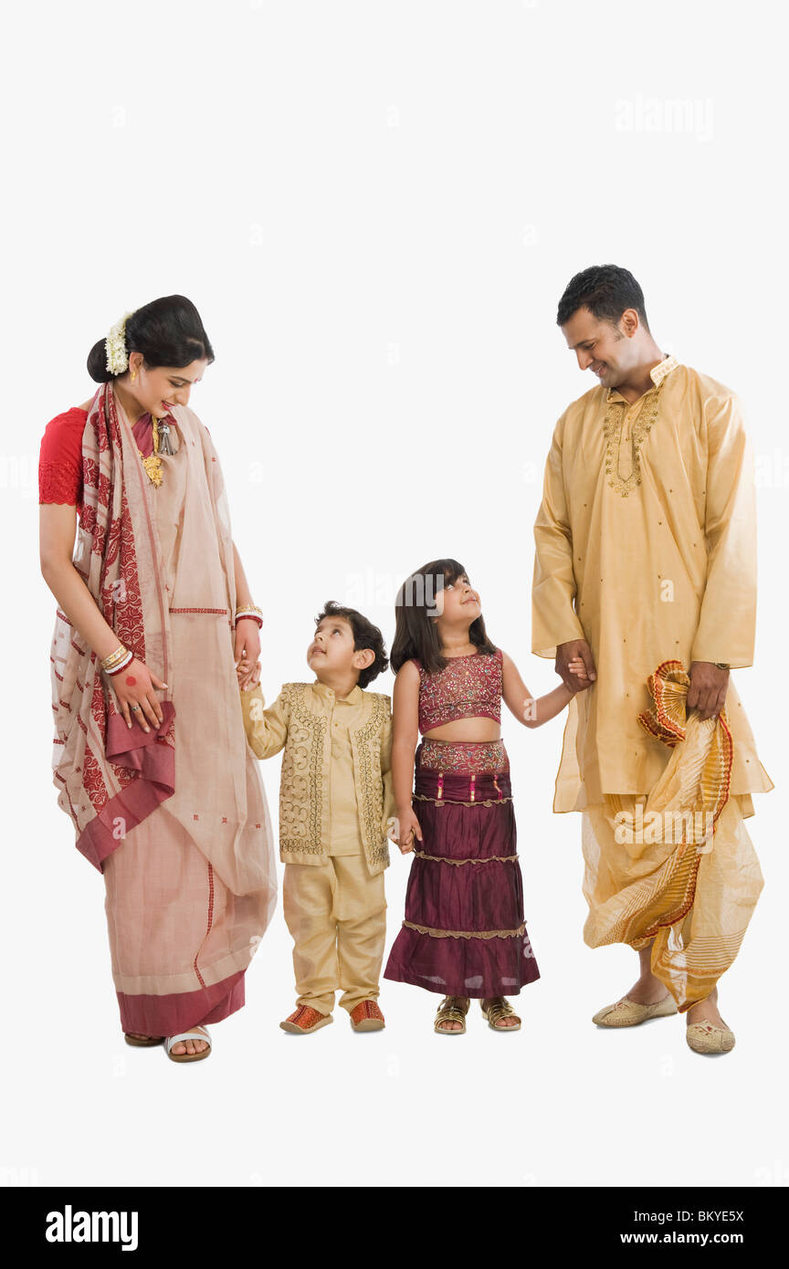 Family celebrating Durga Puja Stock Photo - Alamy