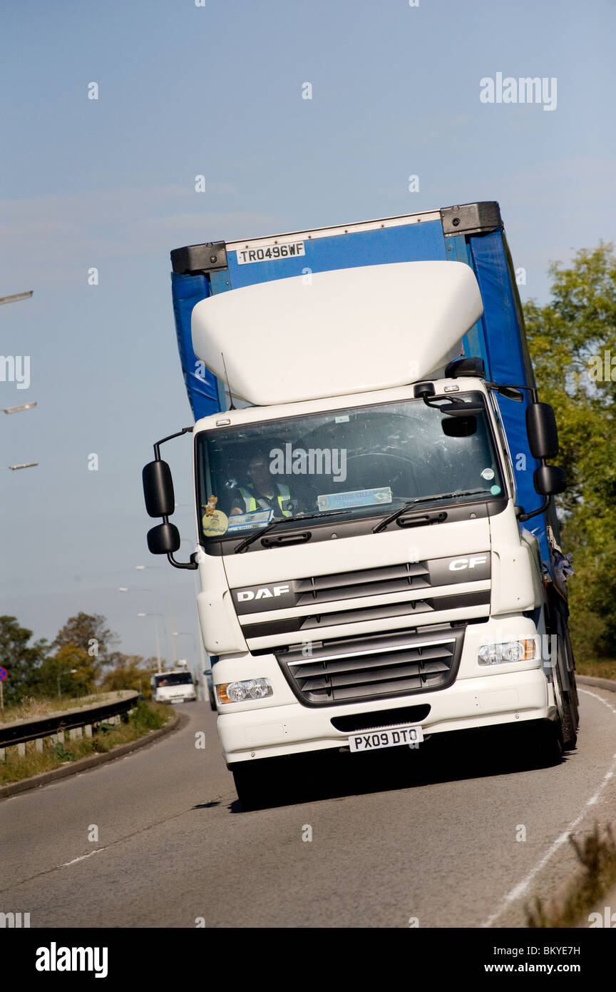 2009 DAF CF lorry travelling on a dual carriageway in England Stock ...