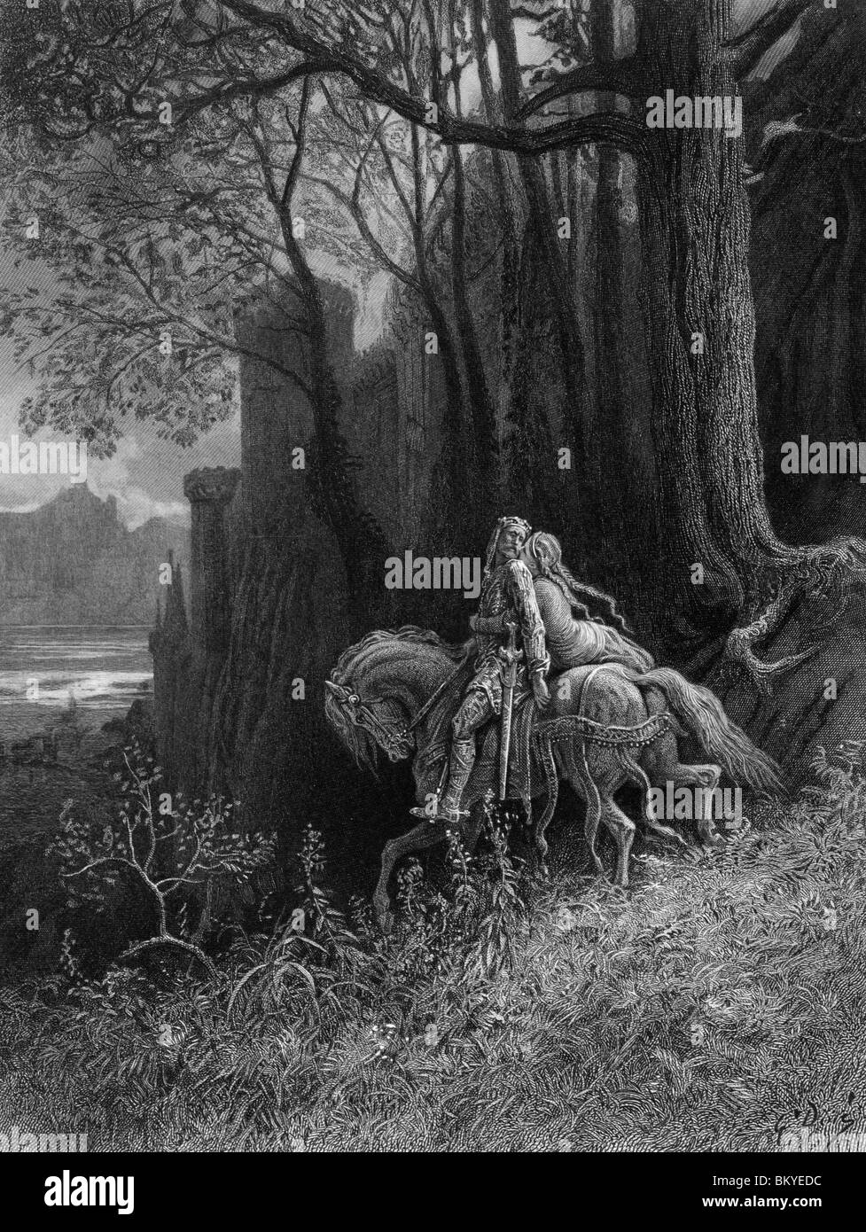 Geraint and Enid Ride Away by Gustave Dore from Idylls of the King ...