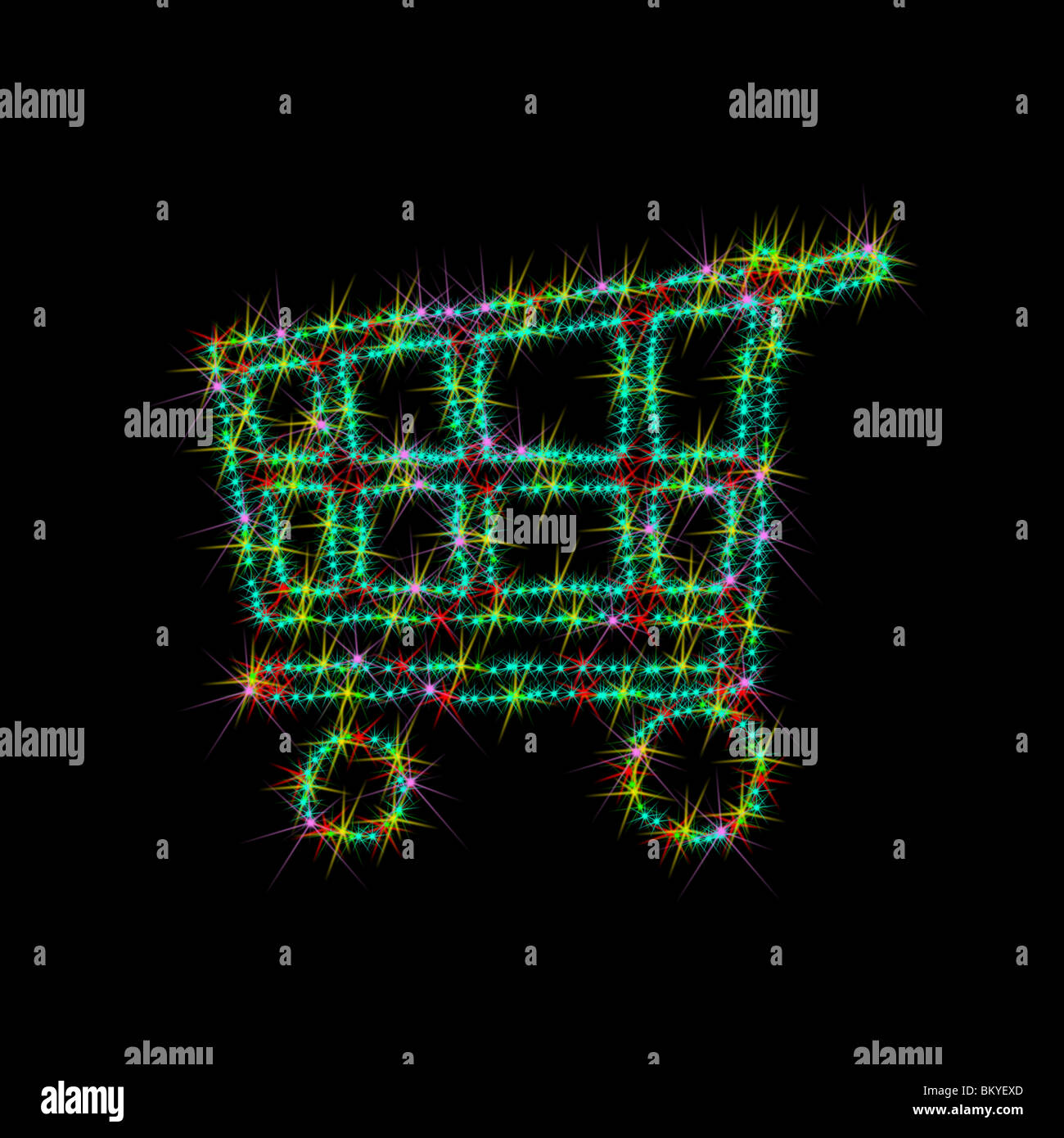 Abstract picture from colorful stars, shopping cart shape Stock Photo ...