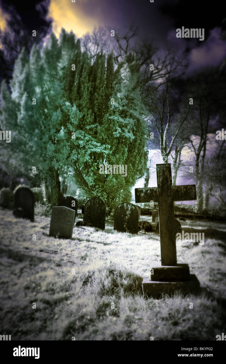 gravestone in church yard Stock Photo - Alamy