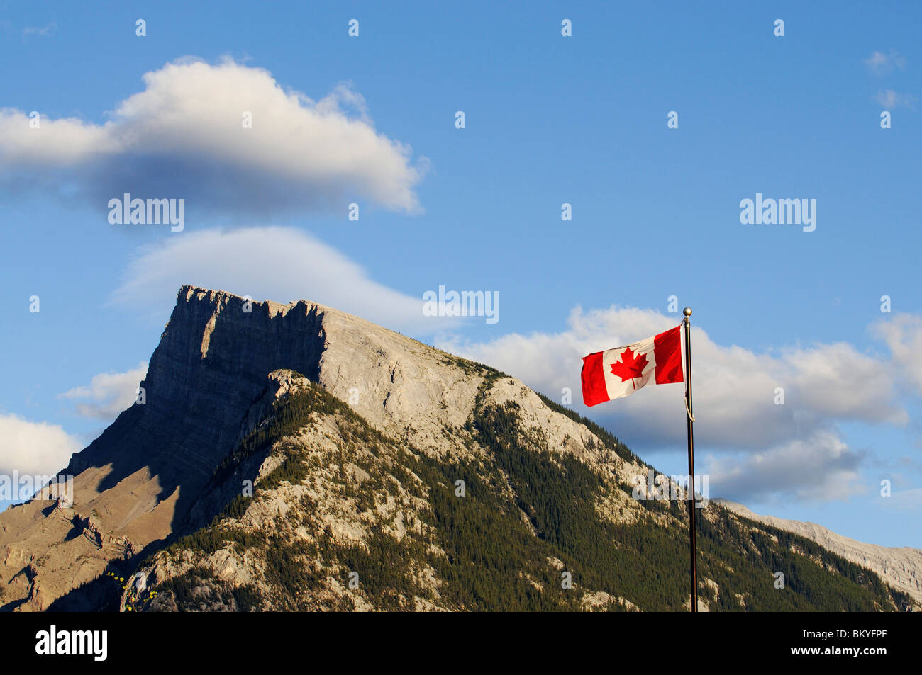 Mount Rundle, Banff, Canadian Flag, Alberta, Canada Stock Photo - Alamy
