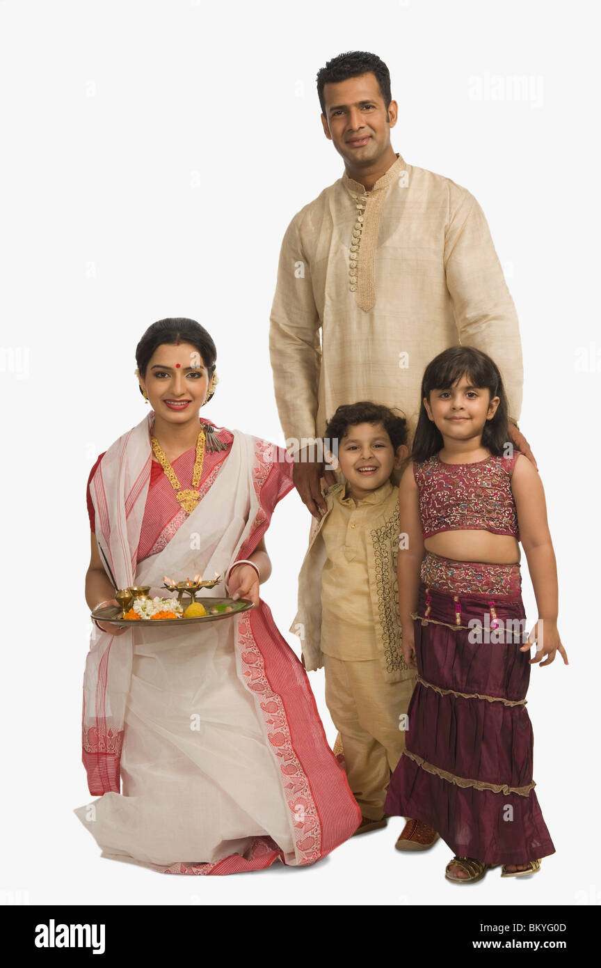 Family celebrating Durga Puja Stock Photo - Alamy