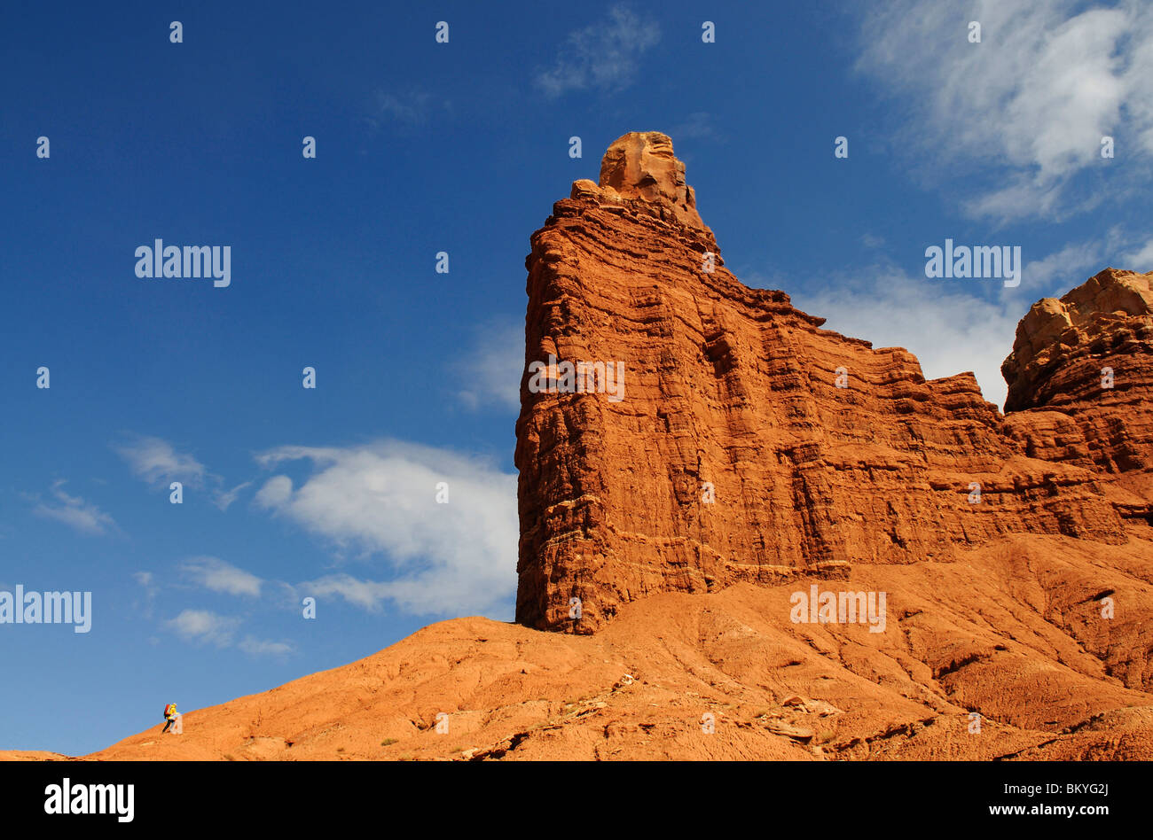 Hiker, Chimney Rock, Capitol Reef National Park, Utah, USA Stock Photo ...