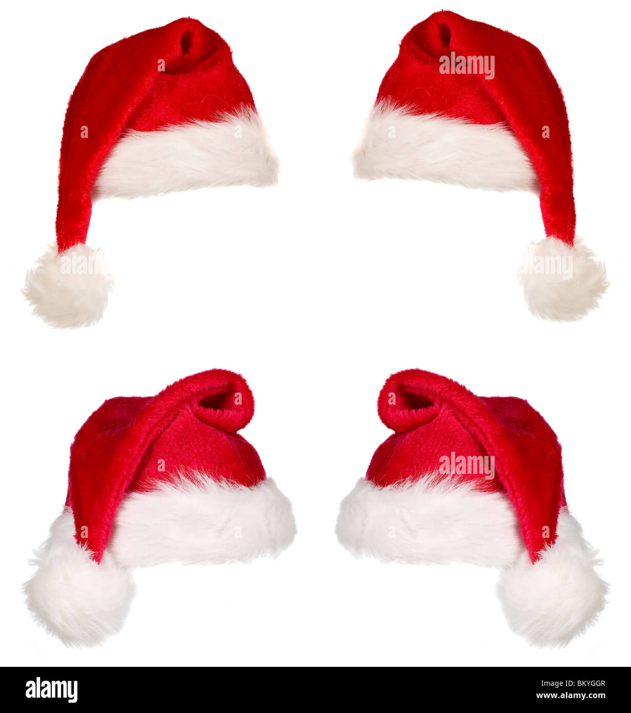 A red christmas cap with white edges and bobble Stock Photo - Alamy