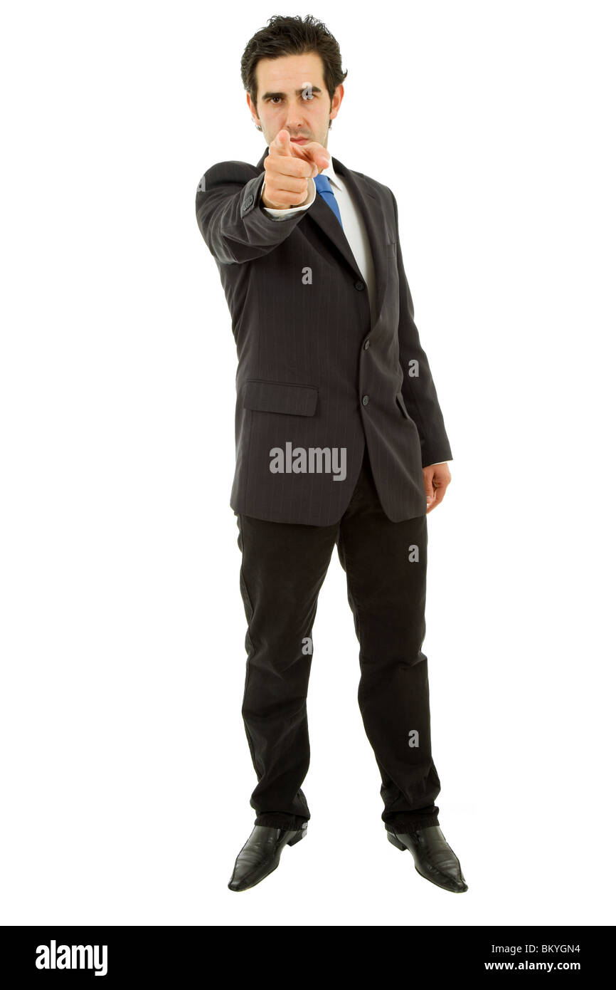 young business man in a suit pointing with his finger Stock Photo - Alamy