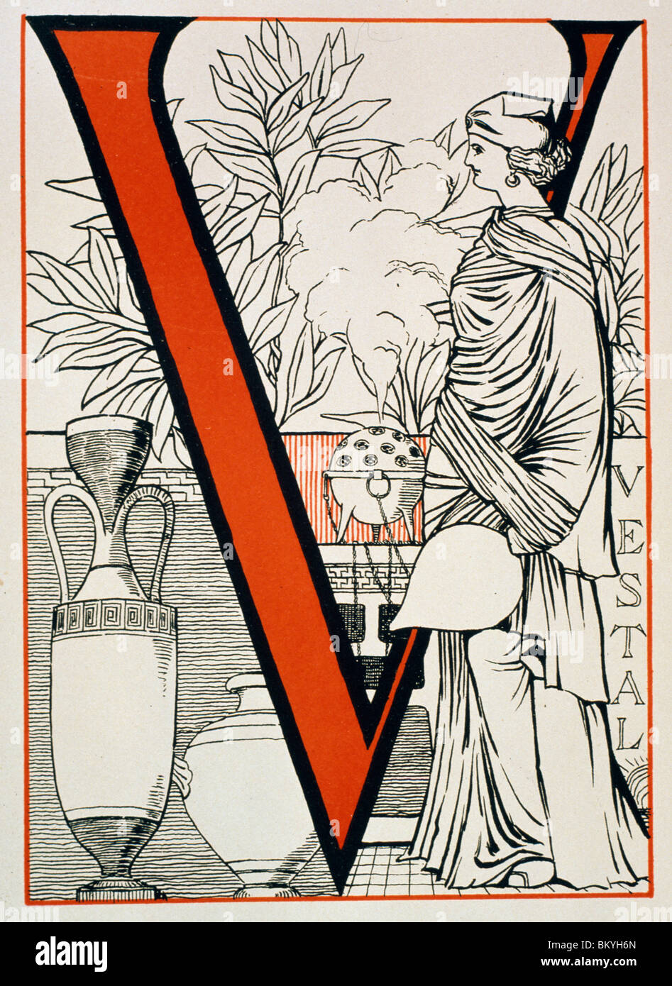 The Letter 'V' (is for Vestal), from book ABC by Theodore Howard, USA ...