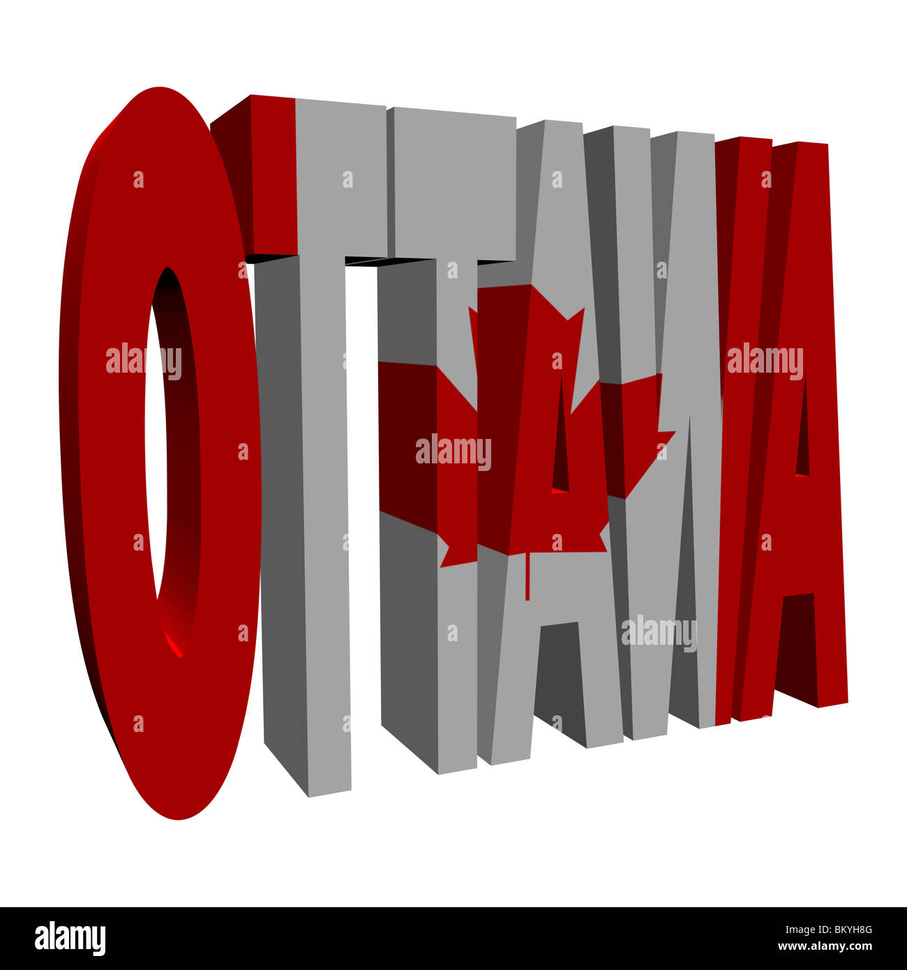 Ottawa 3d text with Canadian flag on white illustration Stock Photo - Alamy