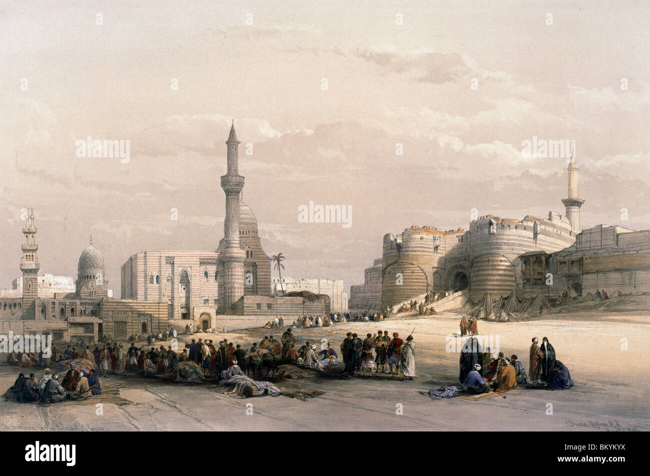 Entrance to Citadel of Cairo from Egypt and Nubia by David Roberts 1846 ...