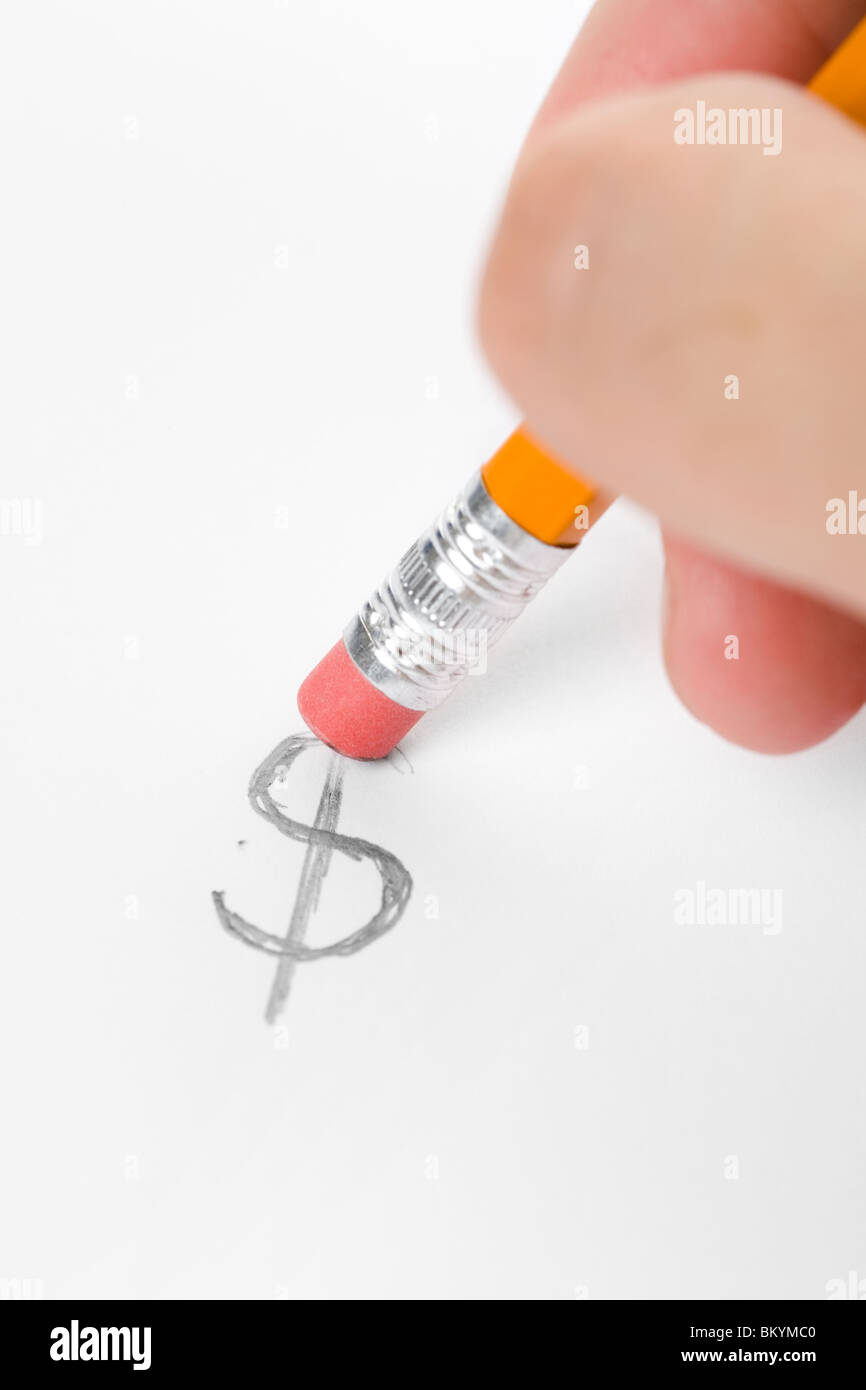 erase dollar sign close up, Bad Investment Stock Photo - Alamy