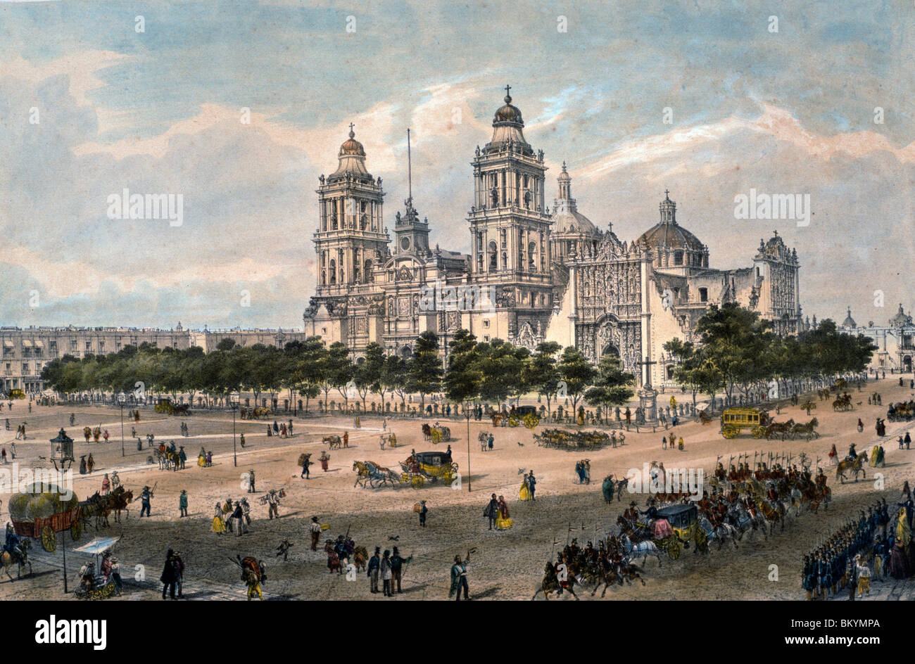 Cathedral of Mexico, by Frederick Catherwood, colour lithograph, (1799 ...