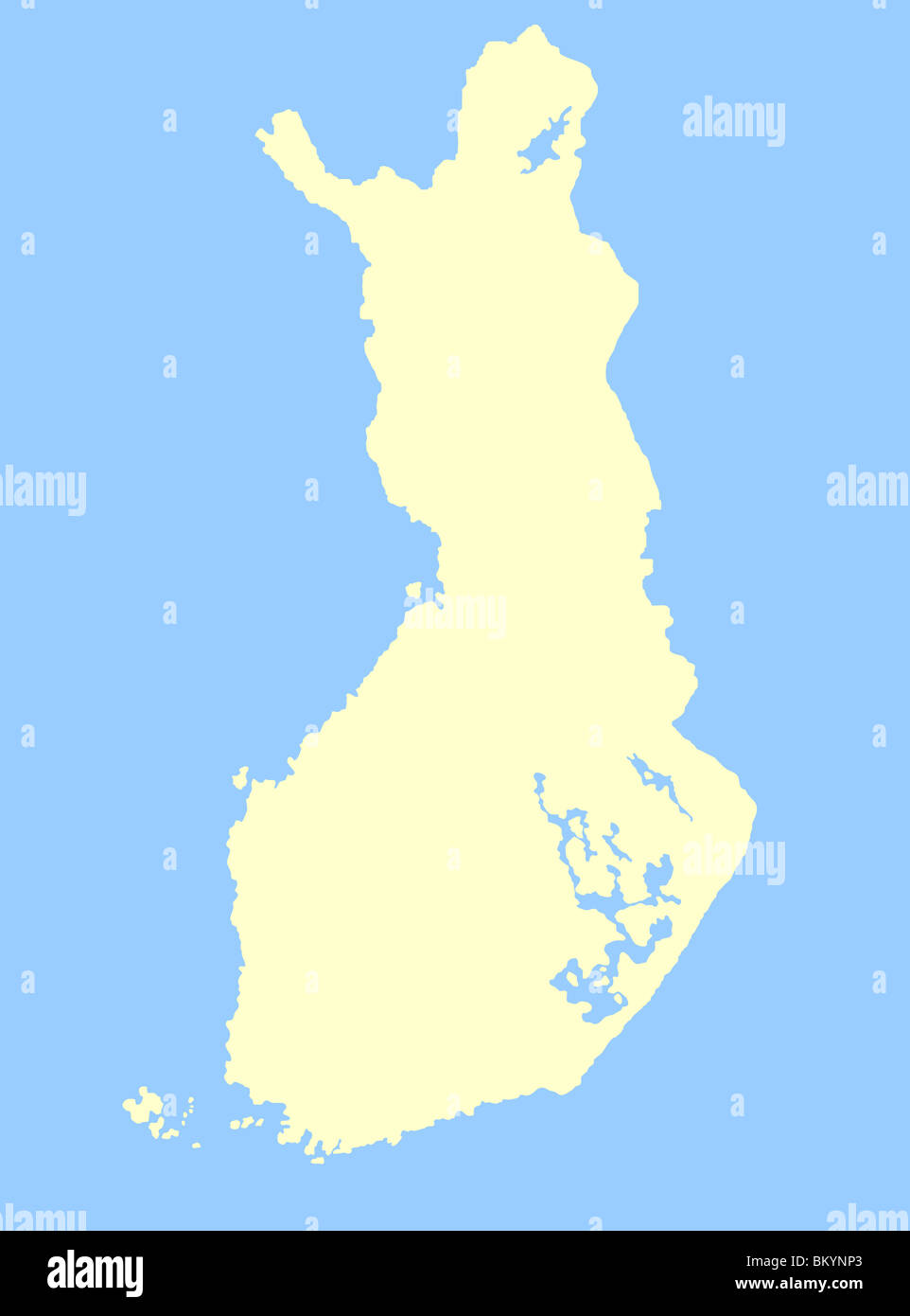 Map of Finland isolated on a blue background Stock Photo - Alamy