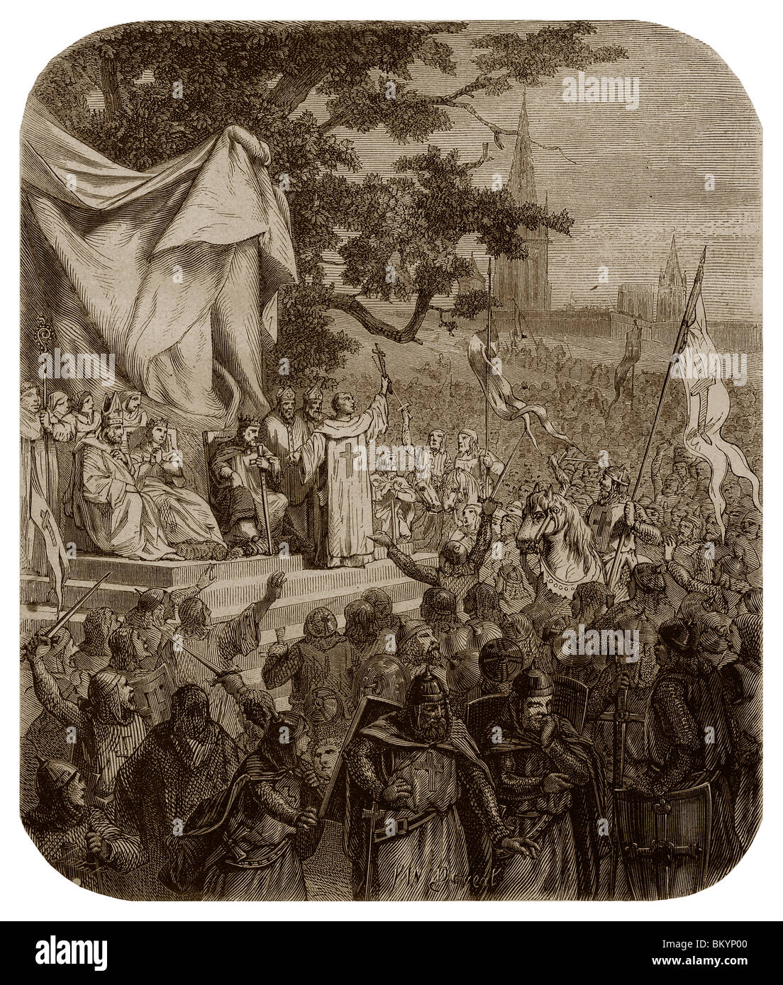 In 1146, Saint Bernard, preaching the Second Crusade, in front of King ...