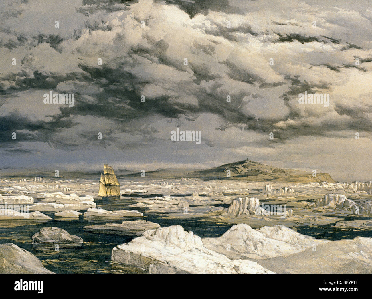 First Discovery of Land in September 6, 1850 (Sketches in the Arctic ...