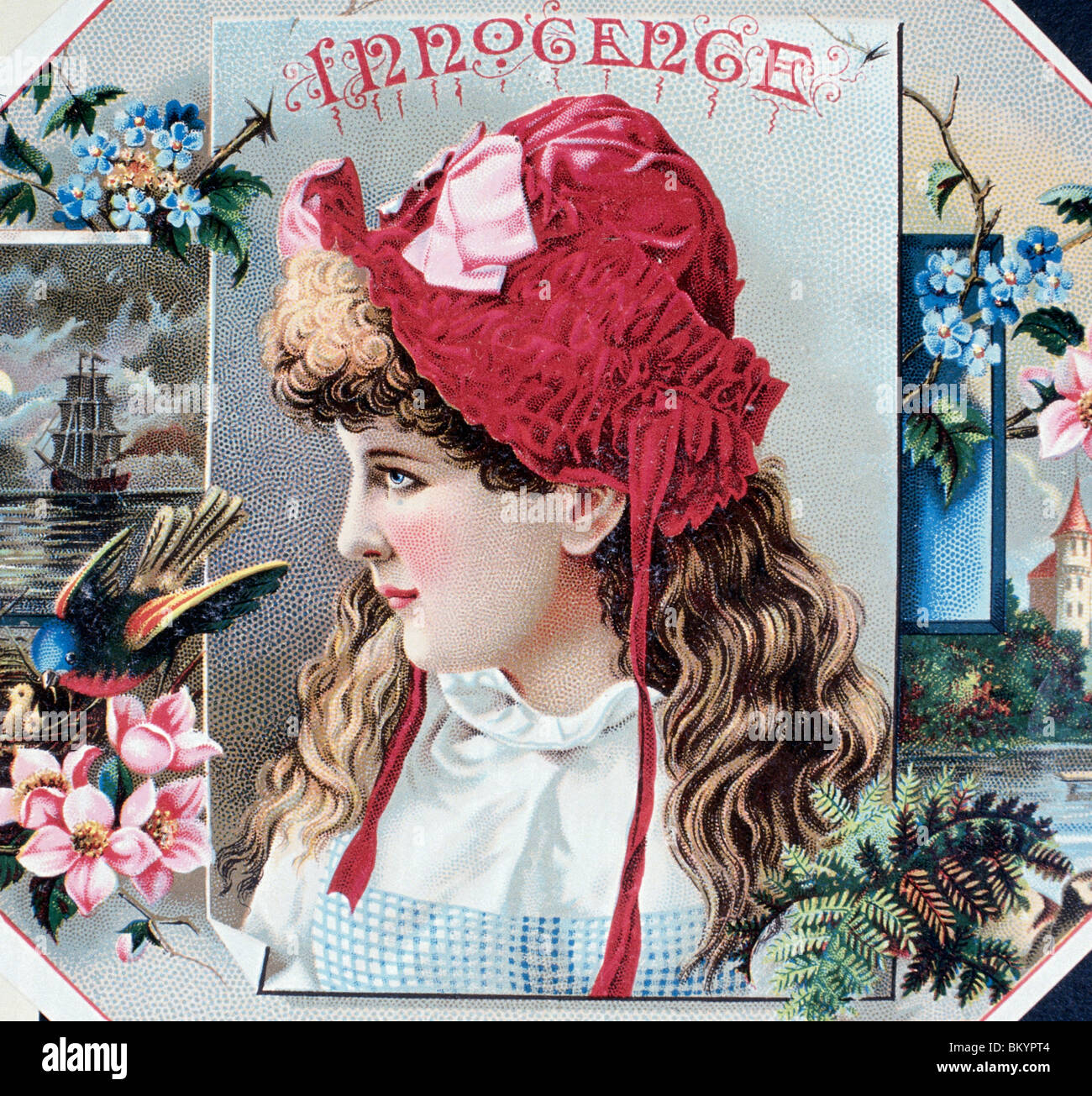 Innocence, Cigar box labels, 19th Century Stock Photo - Alamy