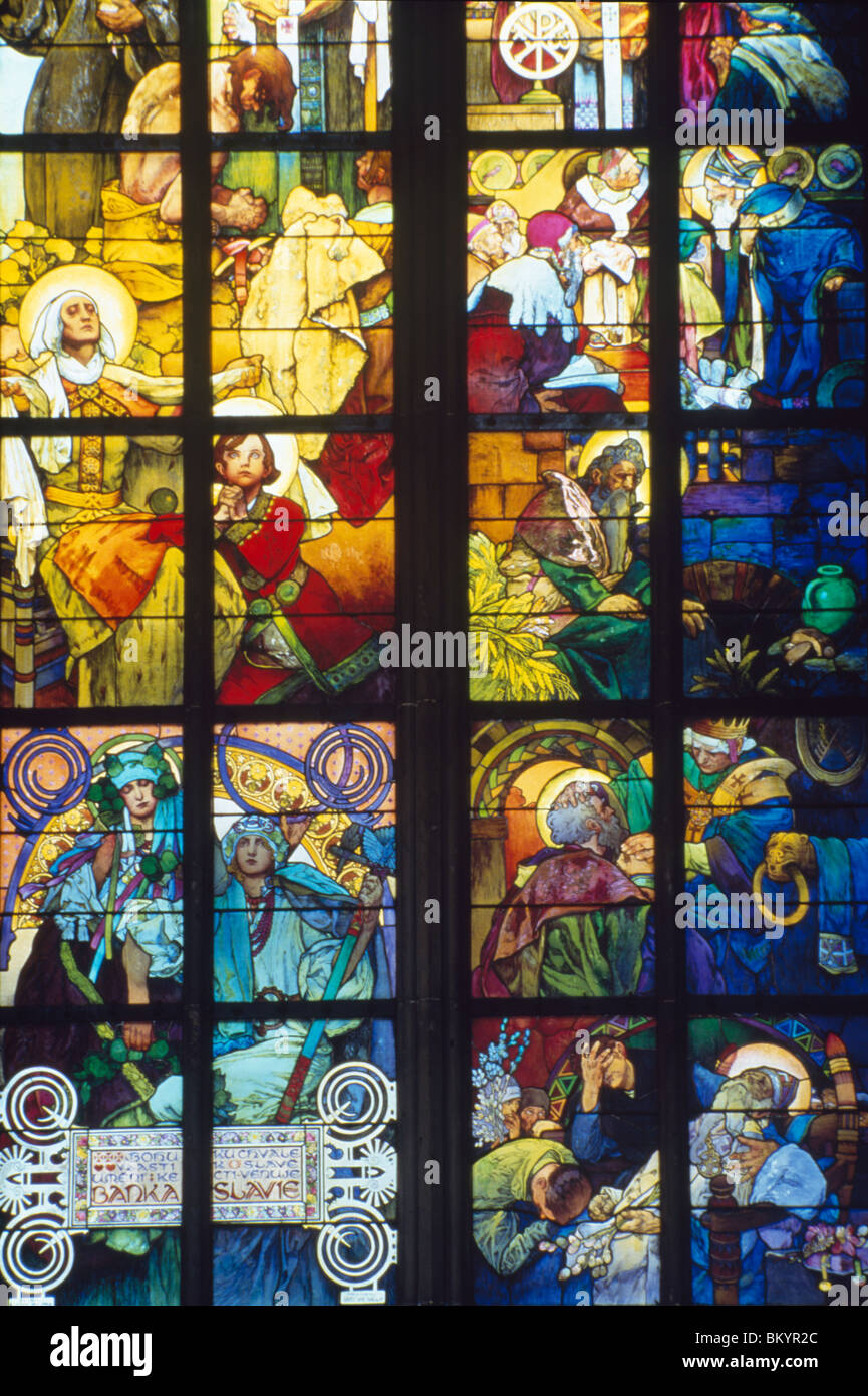 Stained Glass Window by Alphonse Mucha, (1860-1939), Czech Republic ...
