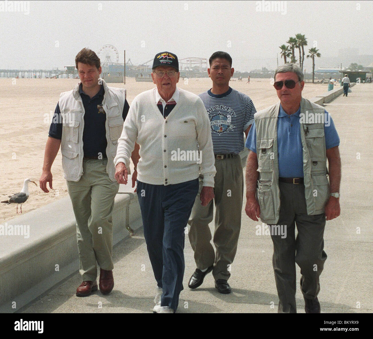 RONALD REAGAN WALKING IN SANTA MONICA U.S.A 25 September 1997 Stock ...