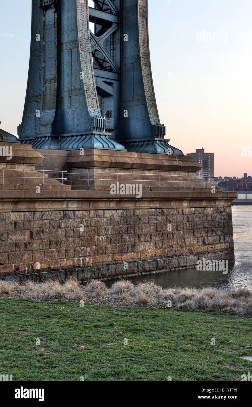 Footing of the Manhattan Bridge on the Brooklyn side of the East River ...