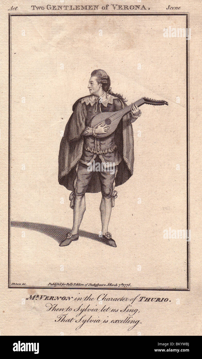 Mr. Joseph Vernon as Thurio in "Two Gentlemen of Verona Stock Photo - Alamy