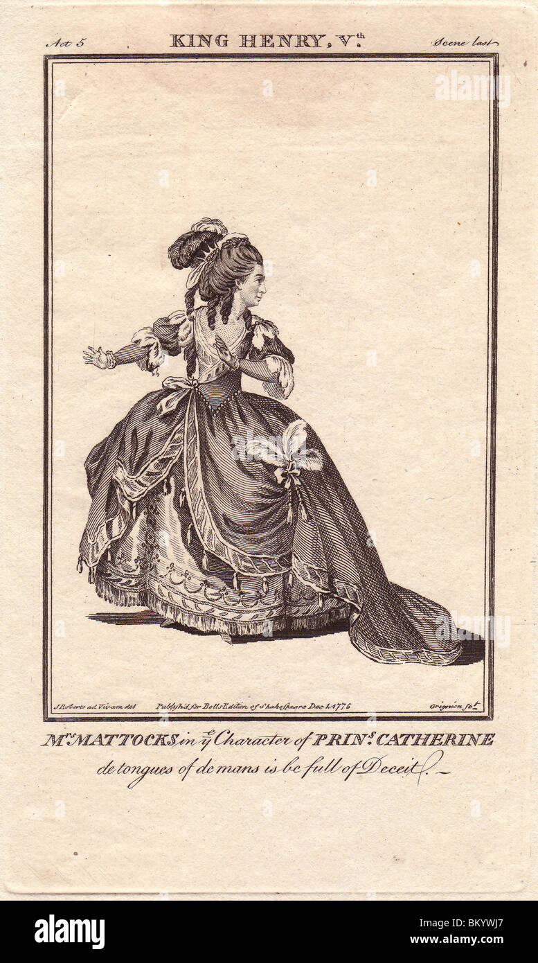 Mrs. Isabella Mattocks as Princess Catherine in "Henry V Stock Photo ...