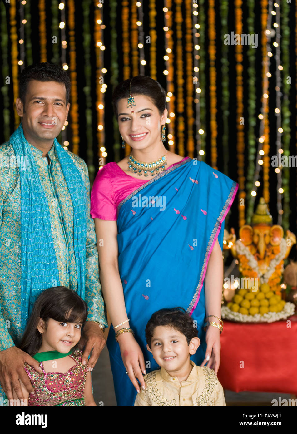 Family celebrating Diwali Stock Photo - Alamy