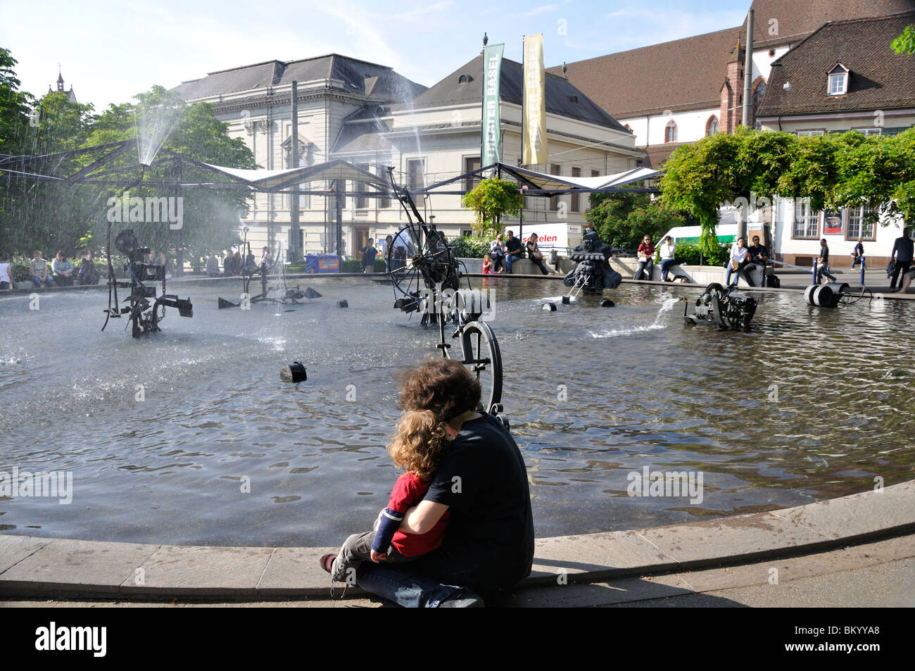 Jean Tinguely Fountain, Theaterplatz, Basel, Switzerland Stock Photo ...
