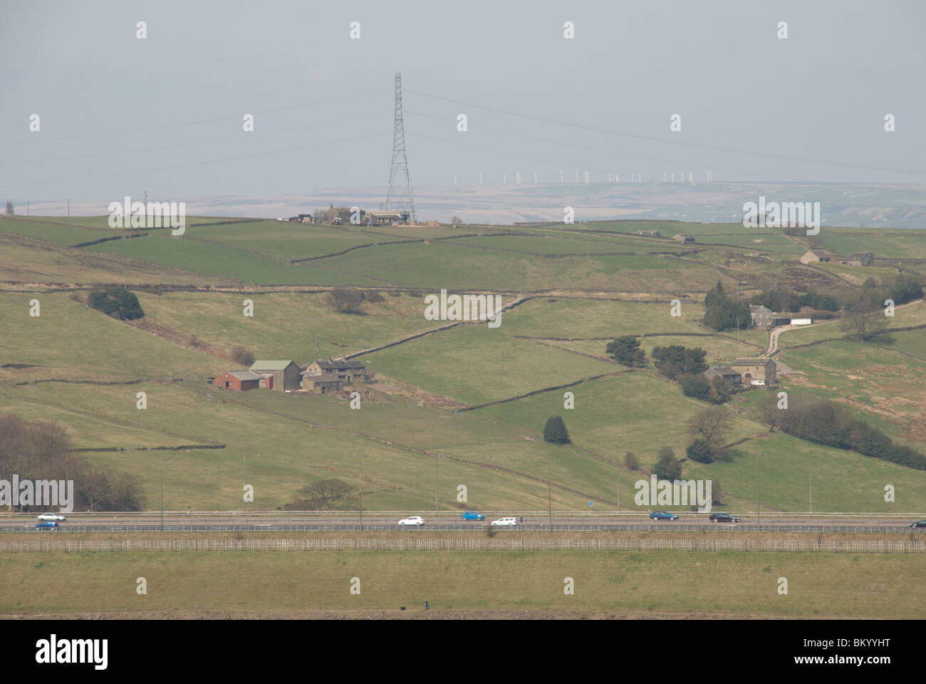 The M62 motorway passing over Scammonden Dam (between Huddersfield ...